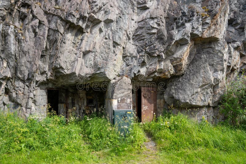 Entrance of World War II Bunker in Rock in Narvik, Norway Stock Photo ...