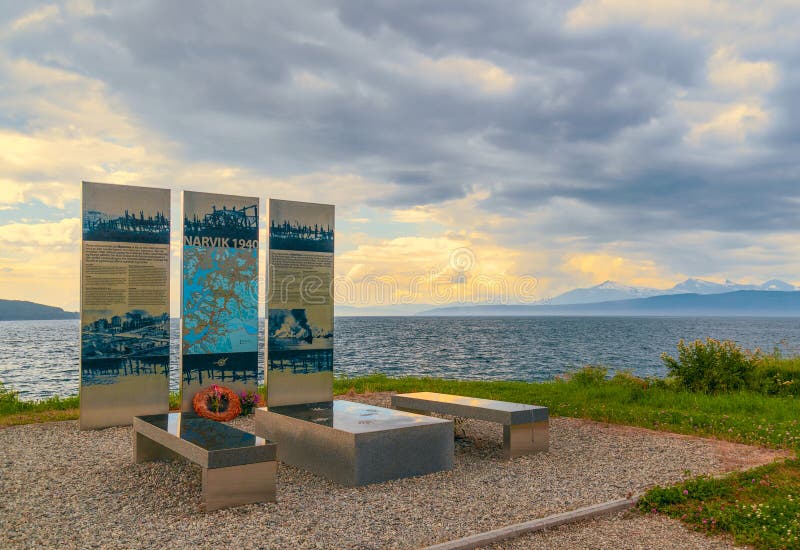 Narvik, Norway - July 16, 2014 Monument of War in 1940 in Narvik on ... Narvik, Norway - July 16, 2014 Monument of War in 1940 in Narvik on ...