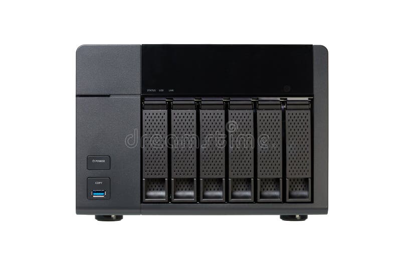 NAS at 6 Compartments for HD Stock Image - Image of array, isolated ...