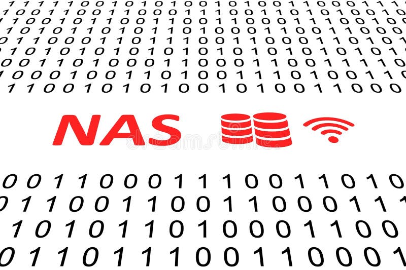 NAS concept binary code 3d stock illustration. Illustration of attached ...