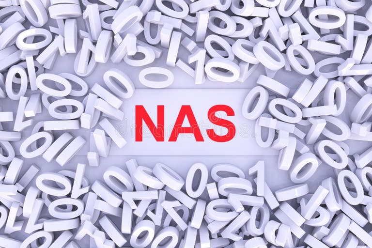 NAS Concept with Scattered Binary Code 3D Stock Illustration ...