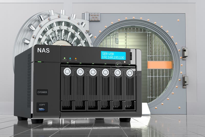 NAS with Opened Bank Vault, 3D Rendering Stock Illustration ...
