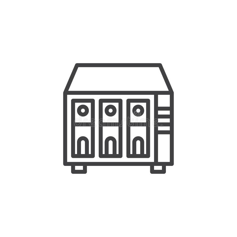 Serverlinie Ikone, Entwurfsvektorzeichen, Lineares Artpiktogramm ...