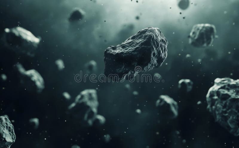 NASA Image of an Asteroid Field in Space. Meteors at Orbit. 5K ...