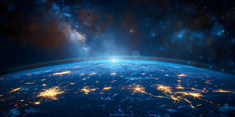 NASA Image Showing Earth from Space with Digital Network Overlay ...