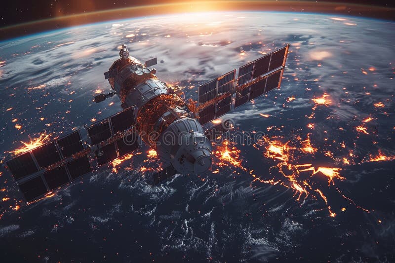 Nasa Inspired Scientific Spaceship Orbiting Earth for Communication and ...