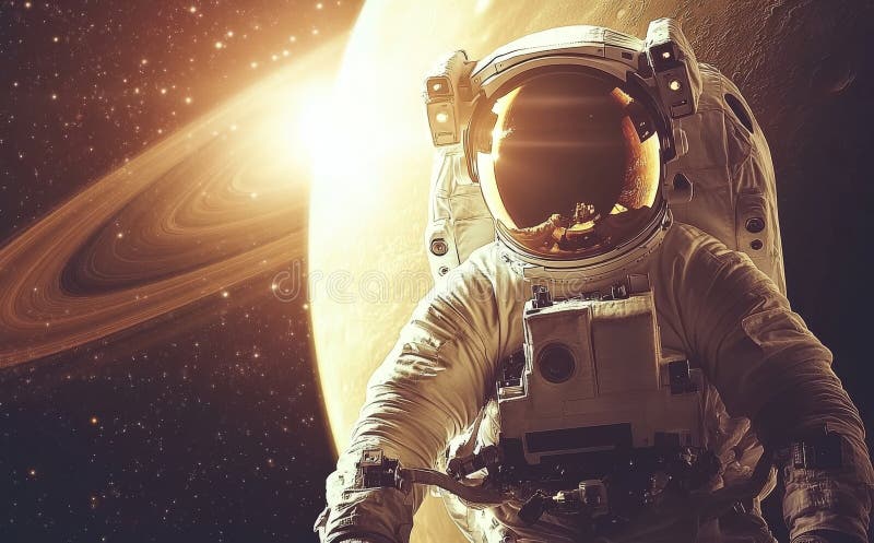 NASA Provided Elements of this Image of Saturn with an Astronaut Facing ...