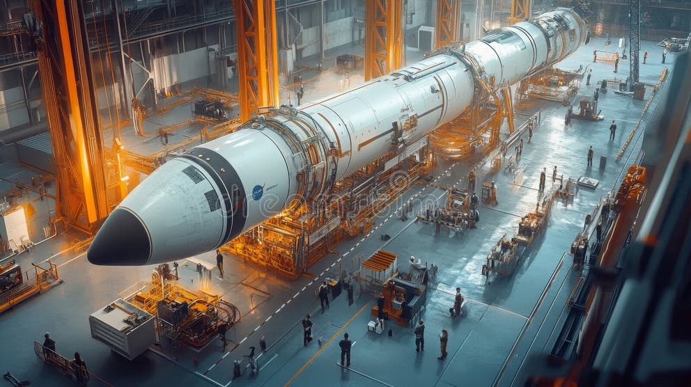 NASA S Rocket Being Prepared for Launch Inside Large Manufacturing ...