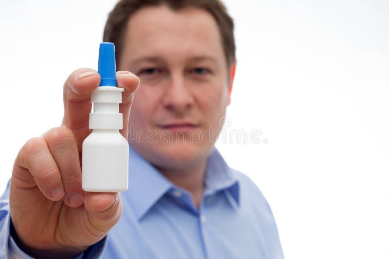 Nasal spray man stock photo. Image of medicinal, spray - 37370128