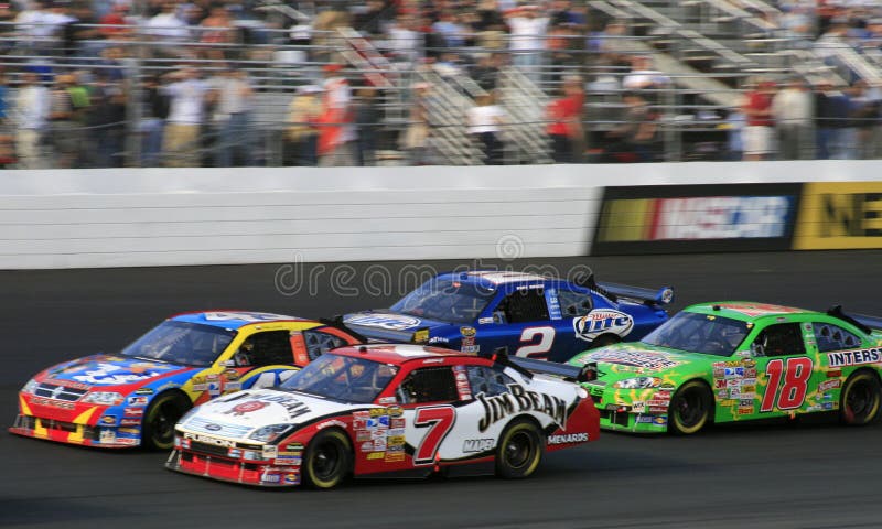 NASCAR - 4 car fight! editorial stock photo. Image of hampshire - 4975893