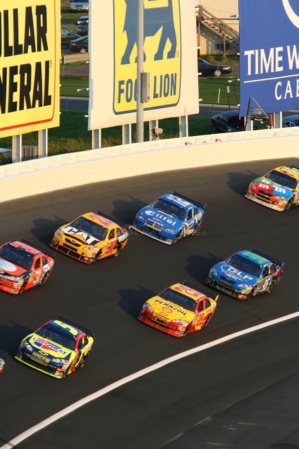 NASCAR - busy in Turn 3 editorial stock image. Image of cheering - 6305729