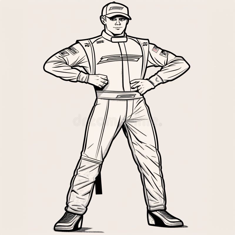 Nascar - a Man in a Race Suit Stock Illustration - Illustration of ...