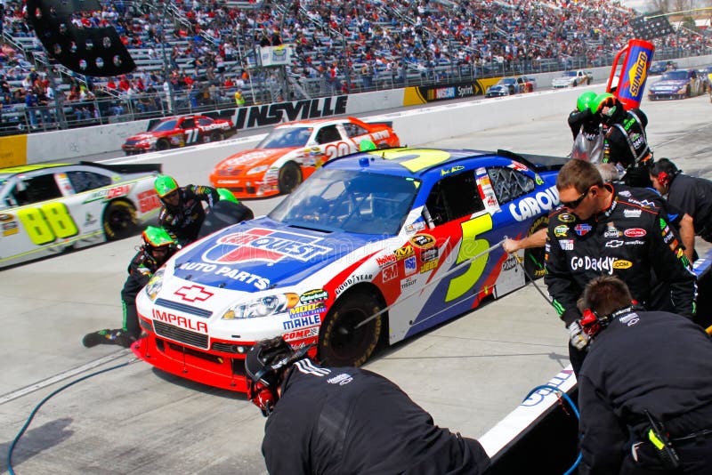 NASCAR - Pit Crew Changing Tires on Busy Pit Road Editorial Stock Photo ...