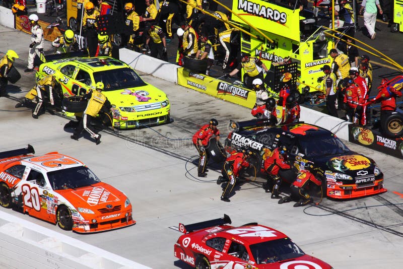 NASCAR - Pit Road is Busy! editorial image. Image of road - 8939205