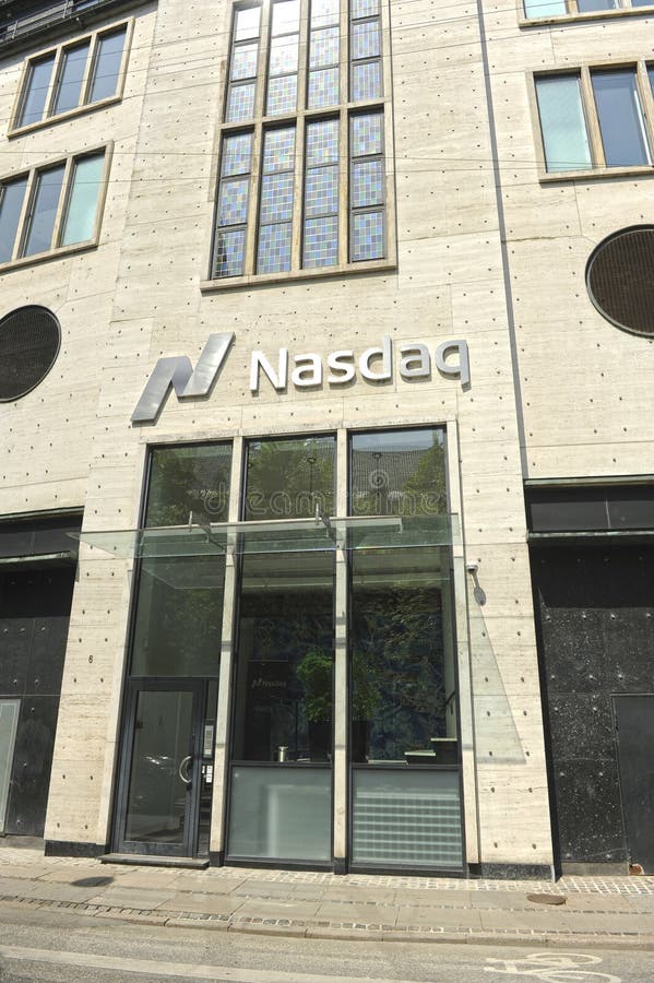 Nasdaq Logo on Stock Exchange Facade Building in Downtown Copenhagen ...
