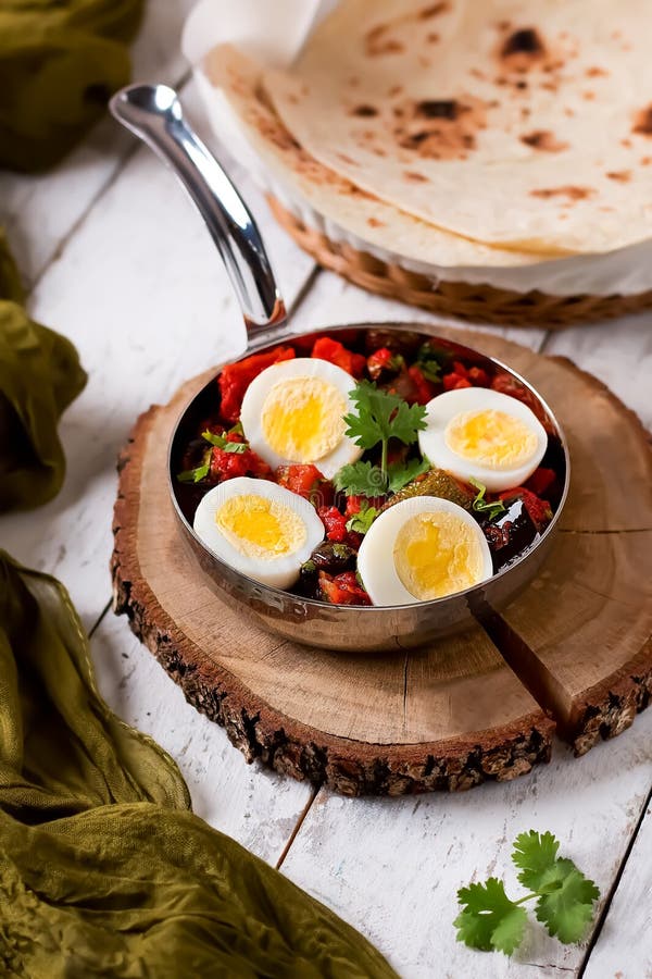Nashf Eggs and Vegetables with Bread Served in Frying Pan on Wooden ...