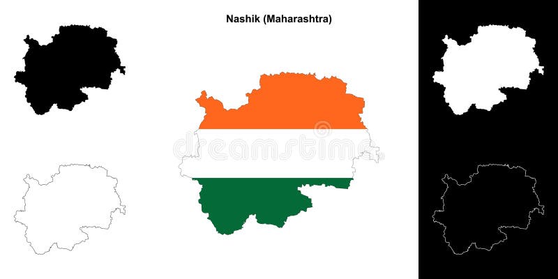 Nashik outline map stock vector. Illustration of shape - 368832150
