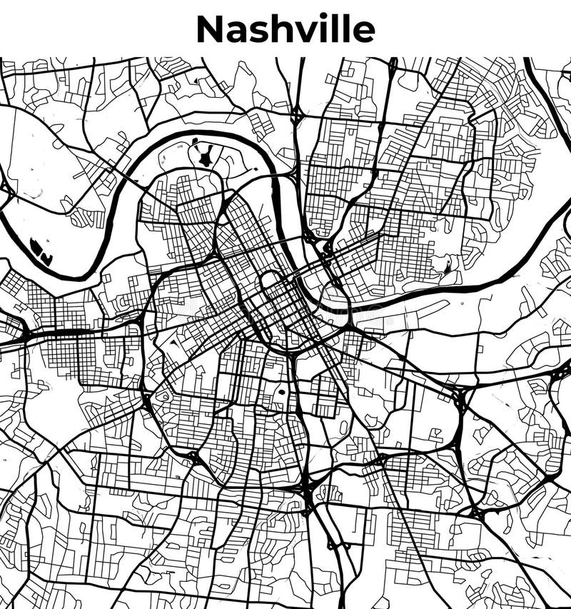 Nashville City Map, Cartography Map, Street Layout Map Stock Vector ...