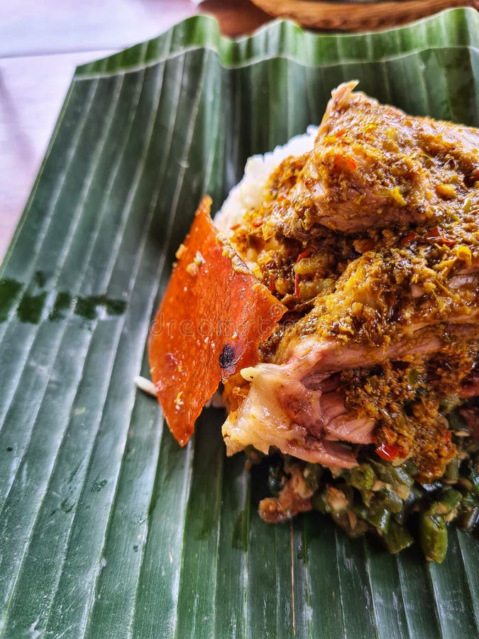 Nasi Babi guling from Bali stock image. Image of meal - 202562619