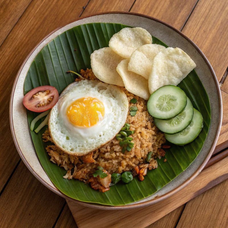Nasi Goreng, Fried Rice with Chicken and Egg in Indonesia Style. Asian ...