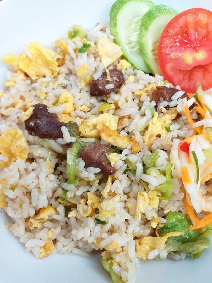 Indonesian Food - Nasi Goreng Sapi or Beef Fried Rice Stock Photo ...