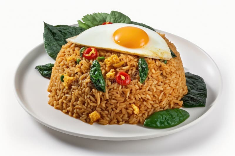 Nasi Goreng on a White Background. Generative AI Stock Illustration ...