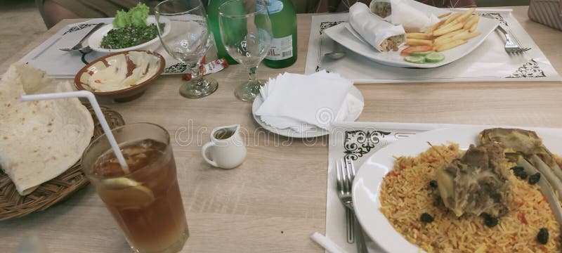 Nasi Mandi Rice Kebab Potatoes Salad Stock Image - Image of briyani ...