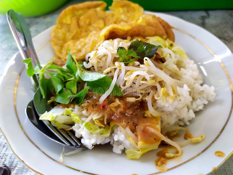 Nasi Pecel is a Typical Breakfast Dish in Java Stock Image - Image of ...