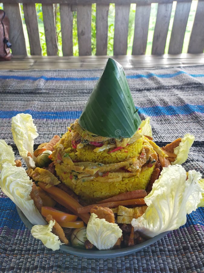 Nasi Tumpeng or Called Indonesian Yellow Rice. Stock Photo - Image of ...