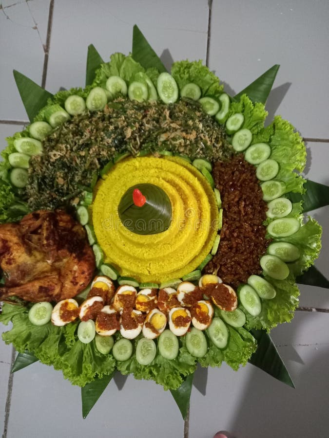 Nasi Tumpeng is a Typical Indonesian Food Stock Image - Image of yellow ...