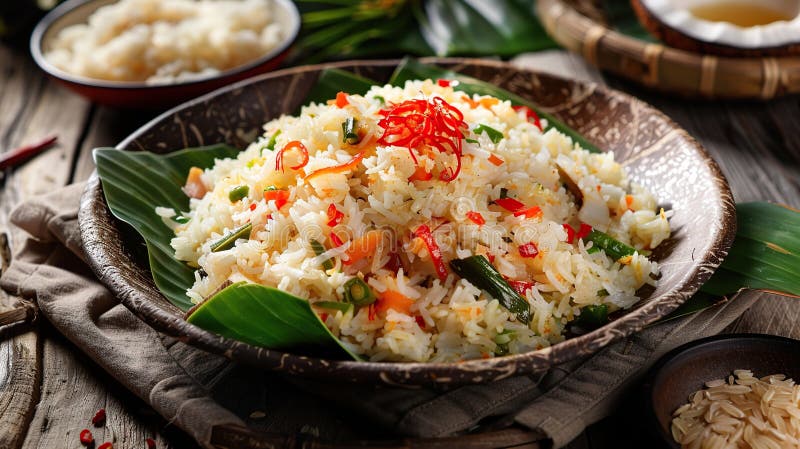 Nasi Uduk is a Coconut Steamed Rice Dish Stock Illustration ...