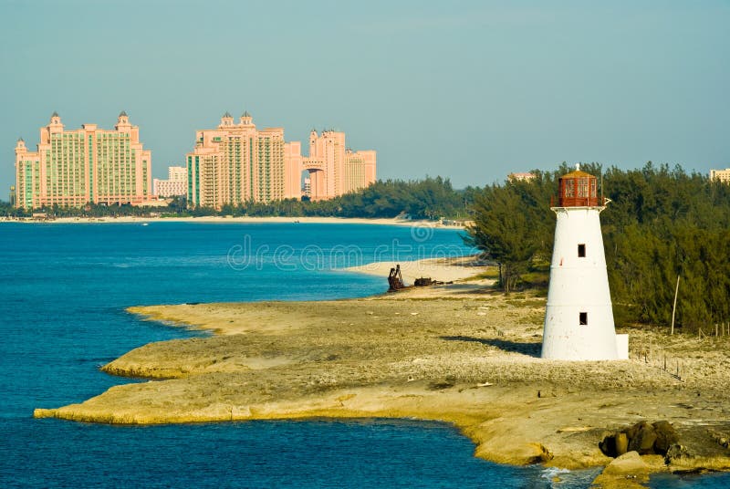 Nassau harbour lighthouse stock image. Image of docked - 20598613