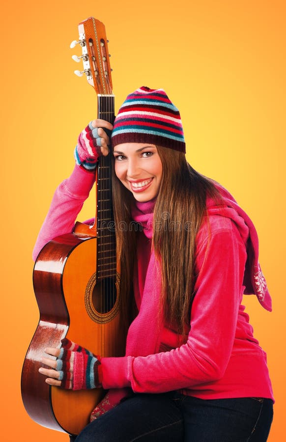 Dziewczyny Portret Gitary Portret Zdjęcie Stock - Obraz złożonej z ...