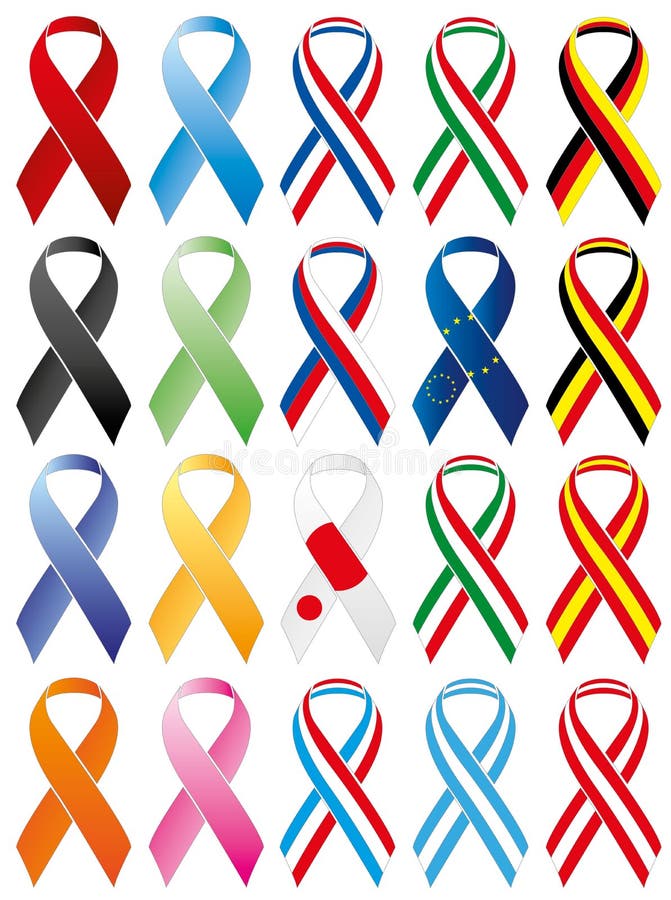 Nastri Commemorativi, Colorati E Con Le Bandiere Illustrazione di Stock ...