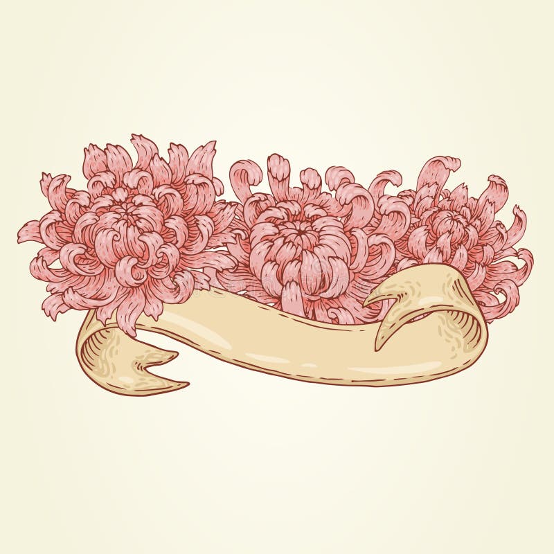 Nastro con fiori rosa illustrazione di stock. Illustrazione di ...