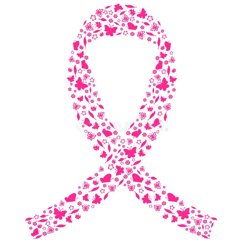 Nastro Rosa Con La Farfalla Differente Ed I Simboli Floreali ...