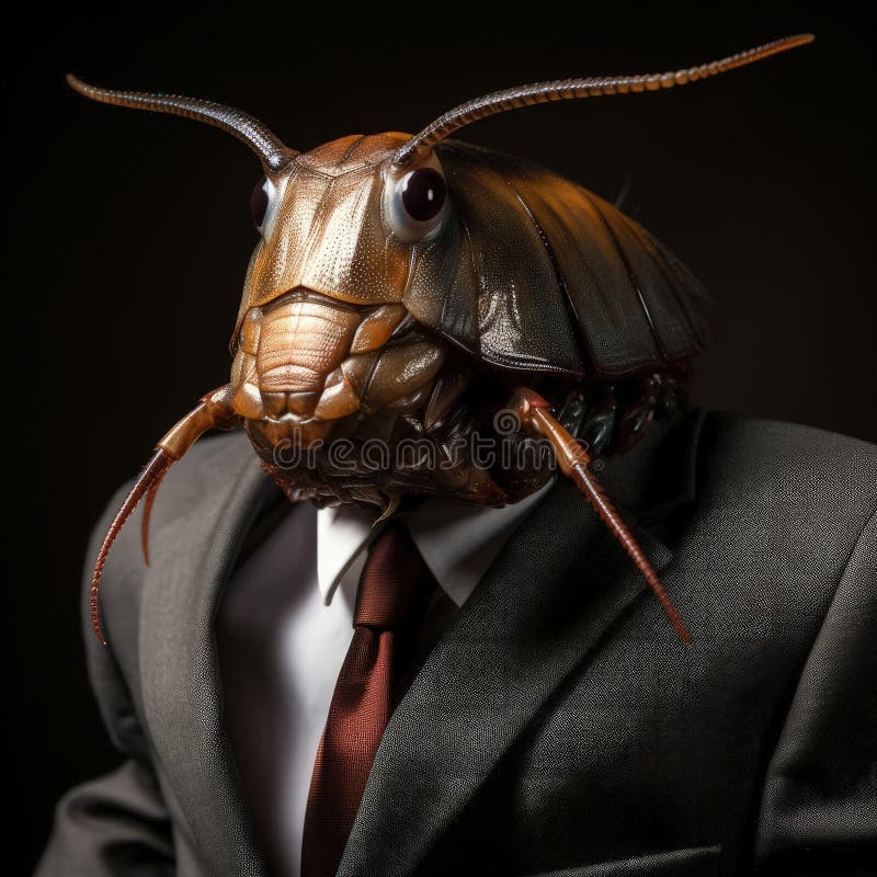 Cockroach in suit and tie stock illustration. Illustration of gangster ...