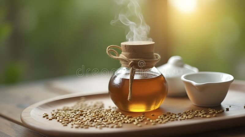 Nasya Oil Bottle and Neti Pot, AI Generated Image Stock Illustration ...