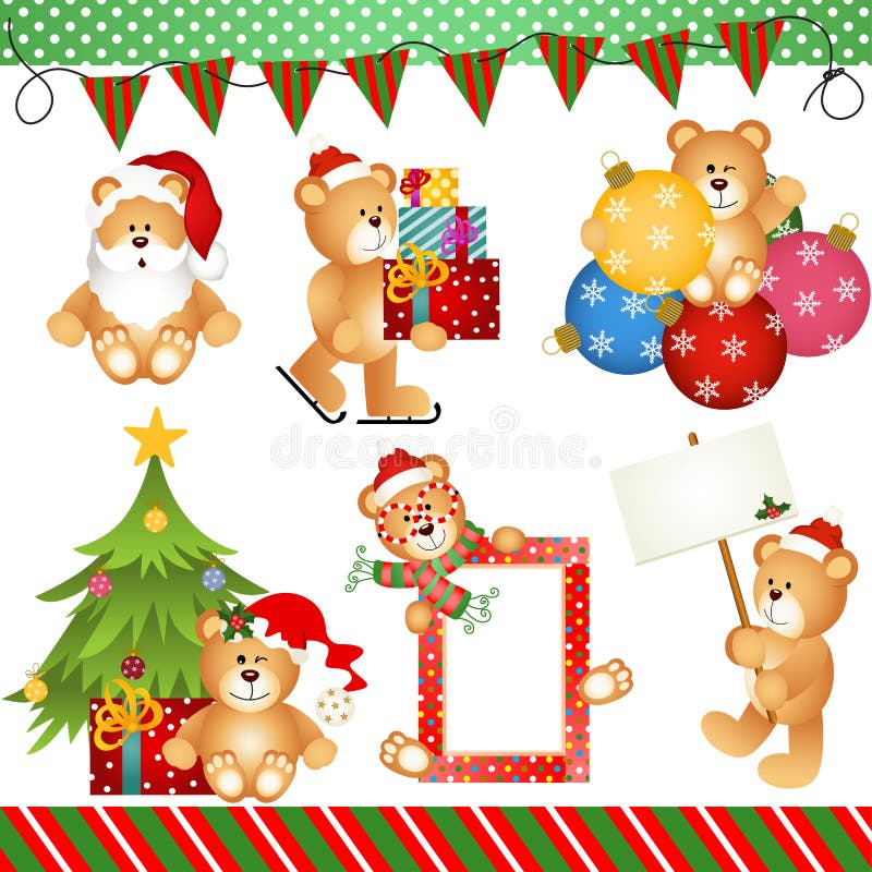 Natal Teddy Bear Clipart Digital Ilustração do Vetor - Ilustração de ...
