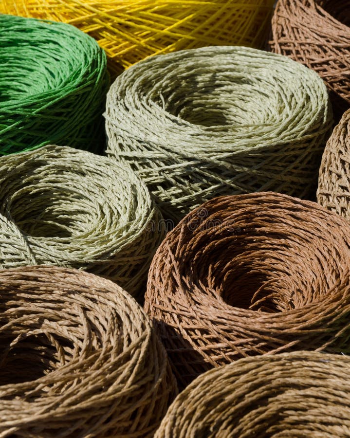 ECO Raw Materials. Raffia Balls Close-up Stock Image - Image of texture ...