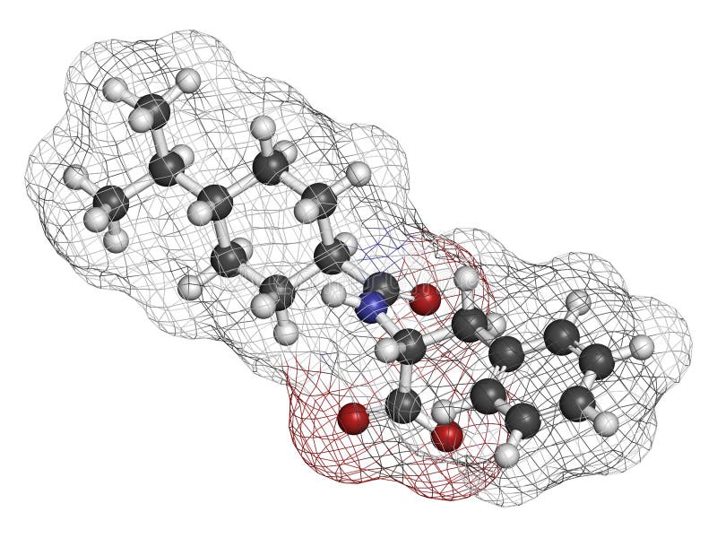 Nateglinide Diabetes Drug Molecule. 3D Rendering Stock Illustration ...