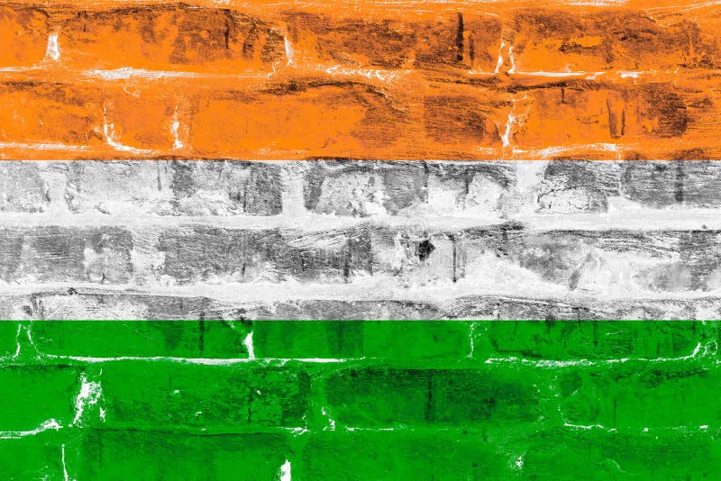 Nation Flag of India on a Distressed Brick Structural Old Concrete Wall ...