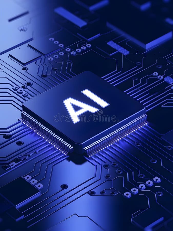 National Ai Day, Glowing AI Chip on a Detailed Circuit Board ...