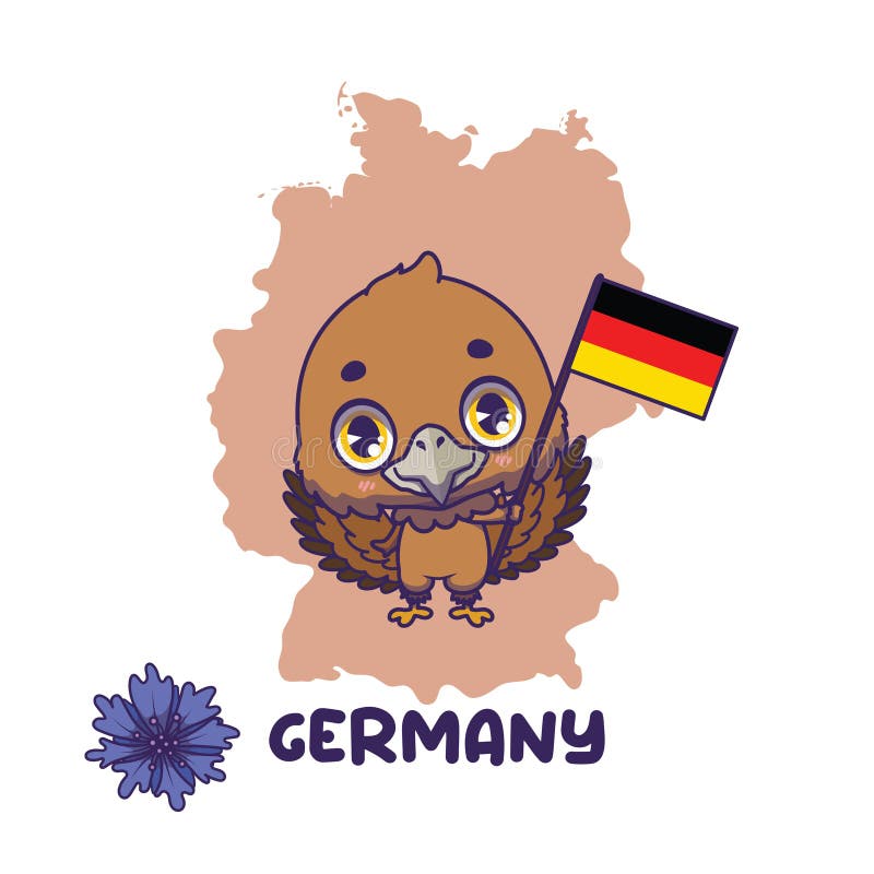 National Animal Eagle Holding the Flag of Germany. National Flower ...