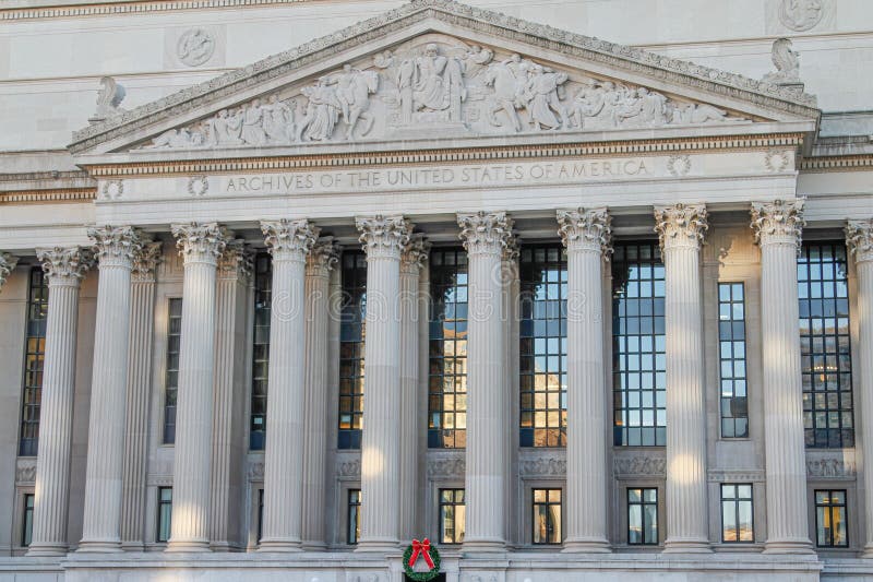 National Archives Building Exterior Stock Image - Image of records ...