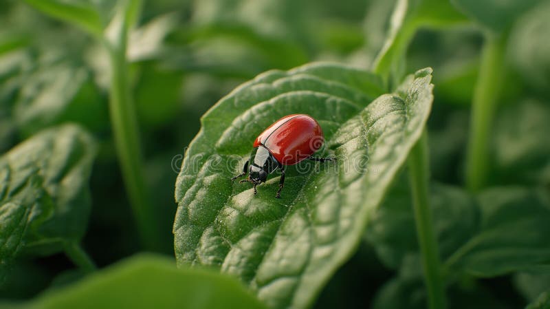 National Be Nice To Bugs Day Ladybug on Leaf in Lush Greenery Close-up ...