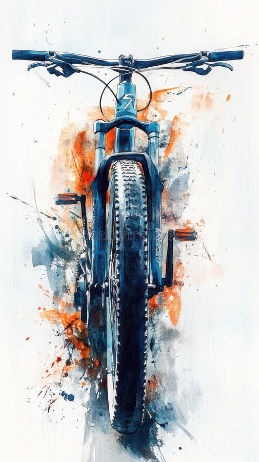 National Bike Week Artistic Watercolor Mountain Bike Design Stock ...