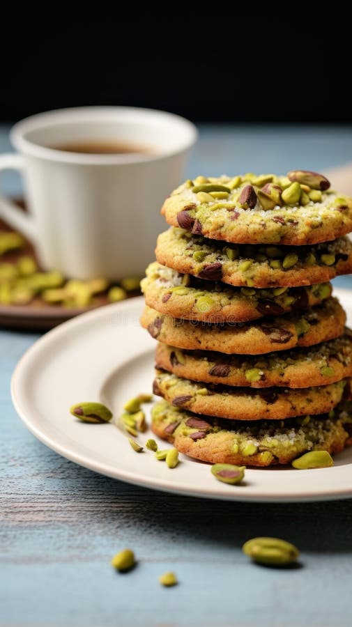 National Biscotti Day Stack of Pistachio Chocolate Chip Cookies with ...