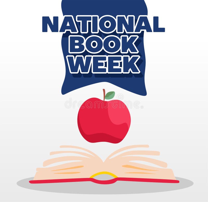 National Book Week with an Open Book Stock Illustration - Illustration ...