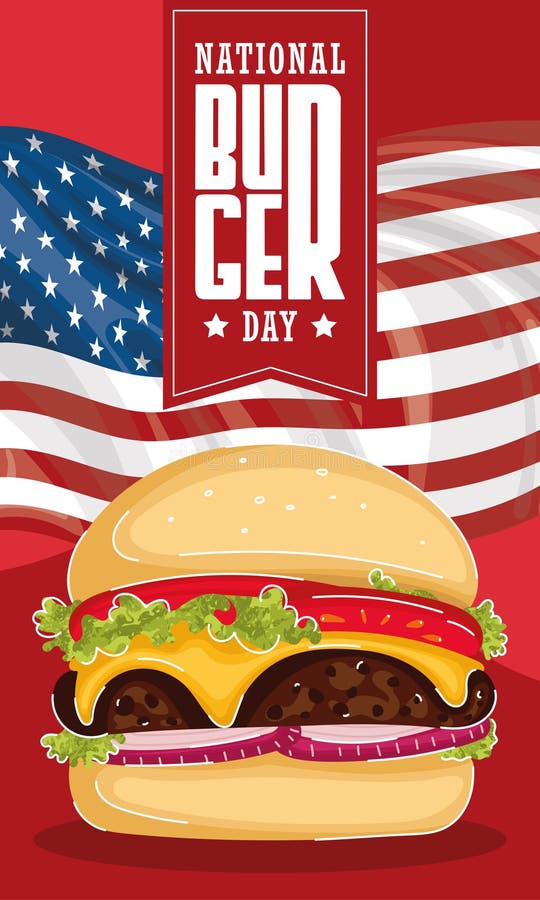 National Burger Day Vertical Template with Cheeseburger Vector Stock ...